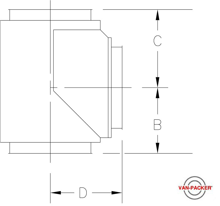 Van-Packer Model CS - 8" ID 90 Degree Boot Tee C08BTTL06 / C08BTTM06 ...