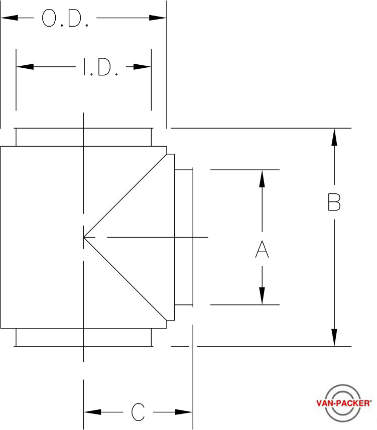 Van-Packer Model CS 90° Centered Tee - 12" ID / 14" OD C1290TL06 C1290T ...